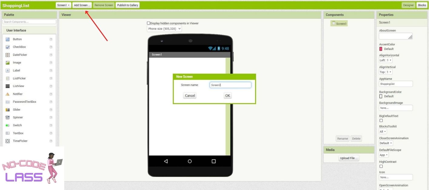 Using Multiple Screens in App Inventor – No Code Lass